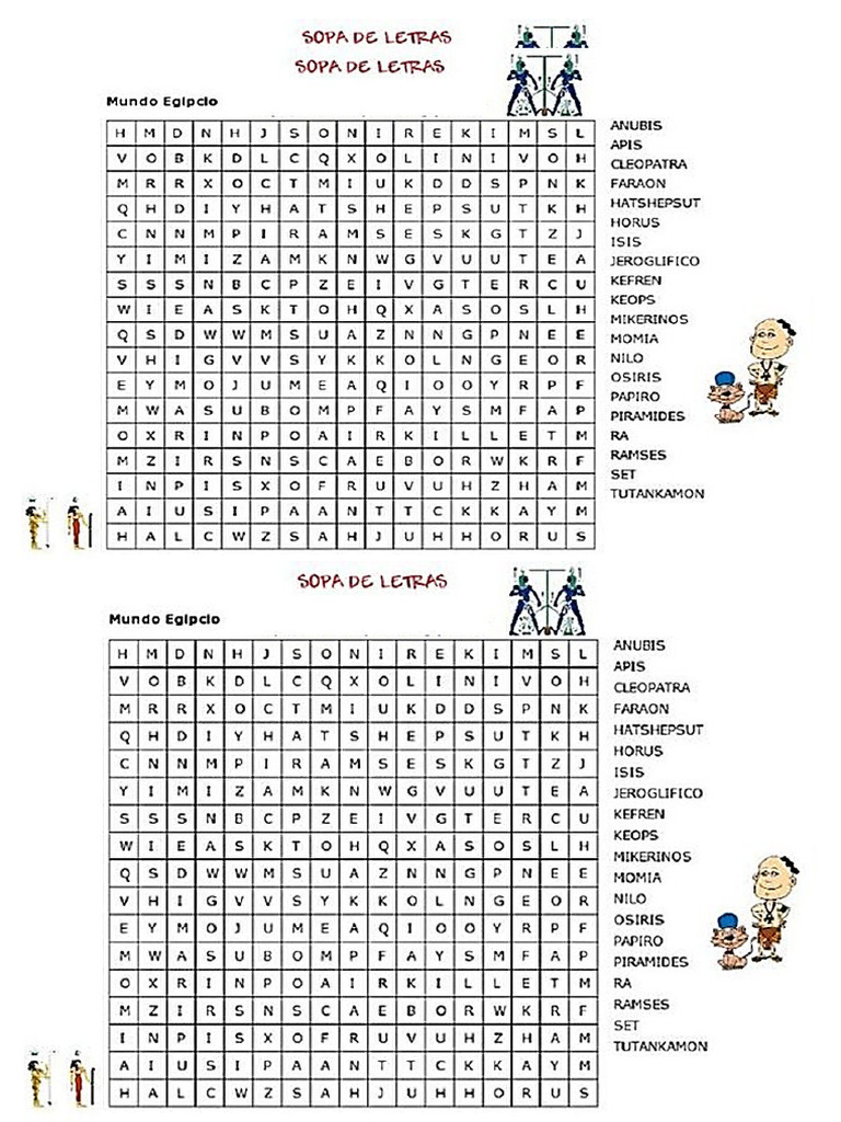 Egipcios. Sopa de Letras | PDF