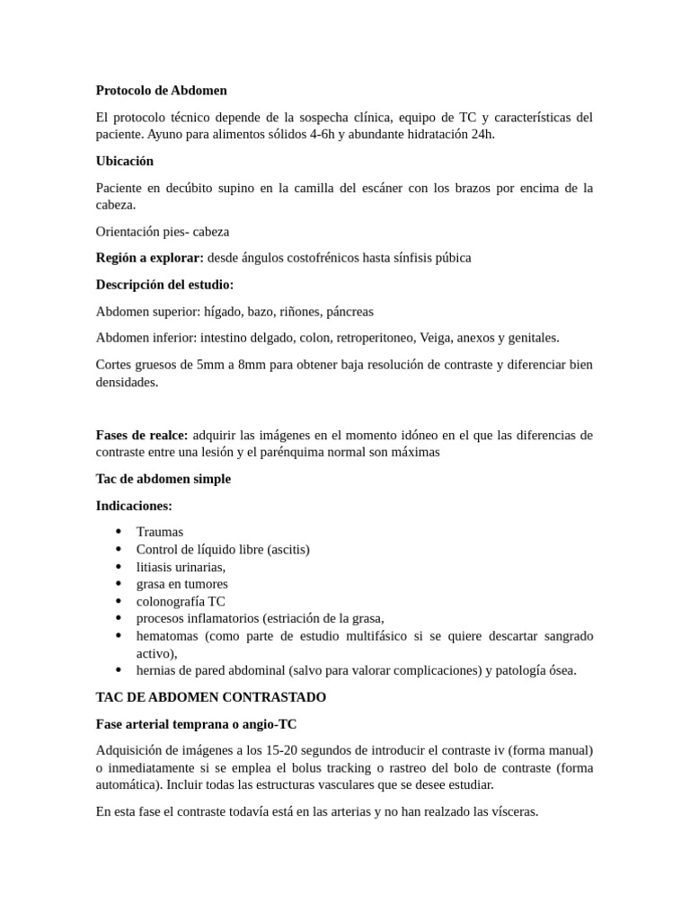 Protocolo de Abdomen | PDF | Abdomen | Riñón