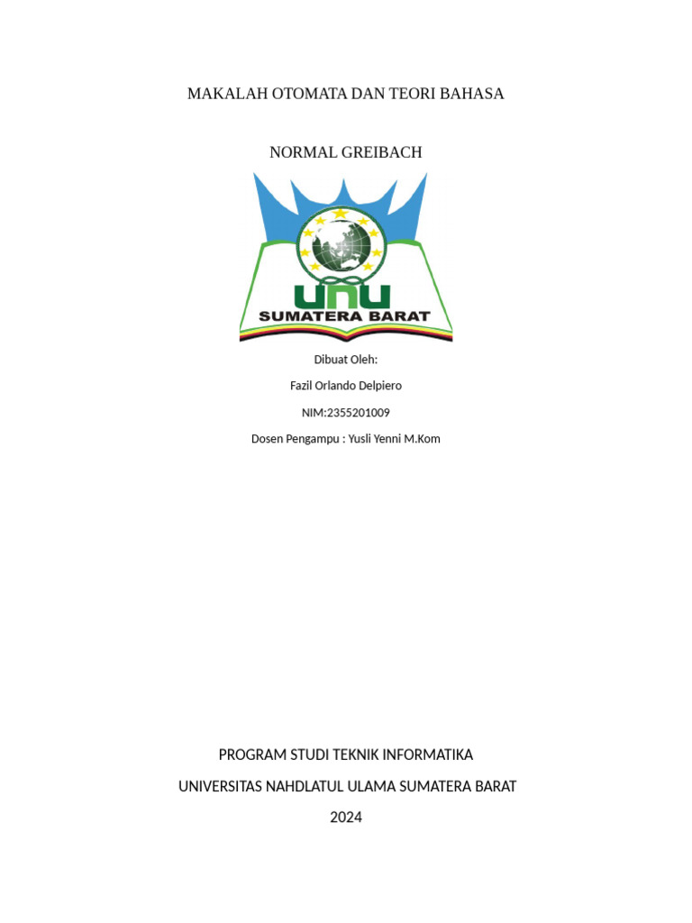 Bentuk Normal Greibach dalam Teori Bahasa | PDF