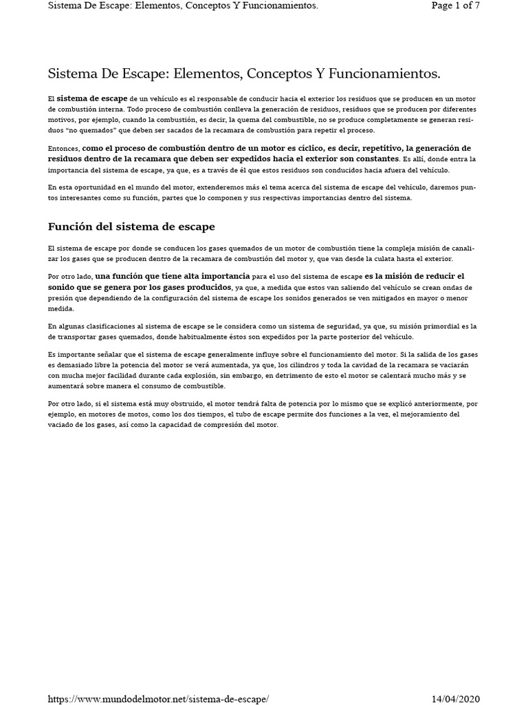 Sistema de Escape Del Automóvil | PDF | Inyección de combustible | Motores