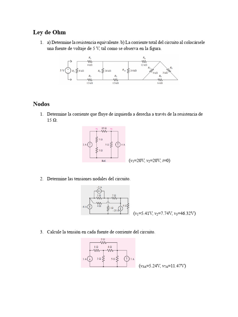 Practica de Ley de Ohm - Nodos y Mallas | PDF
