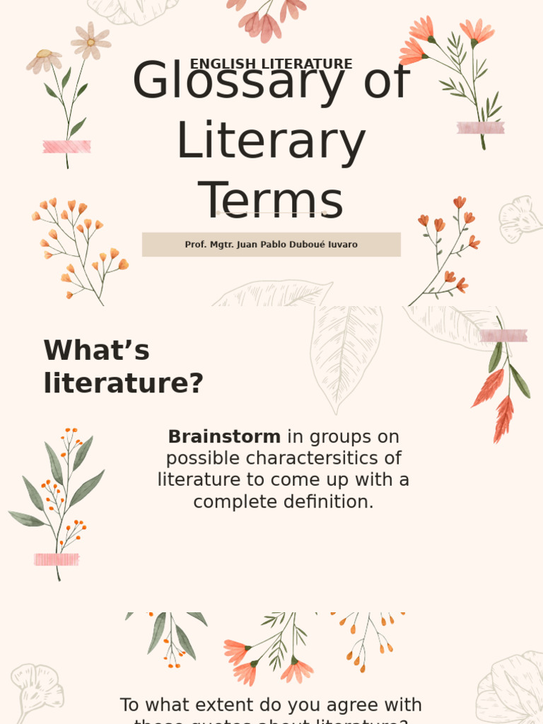 Glossary of Literary Terms | PDF | Narration | Genre