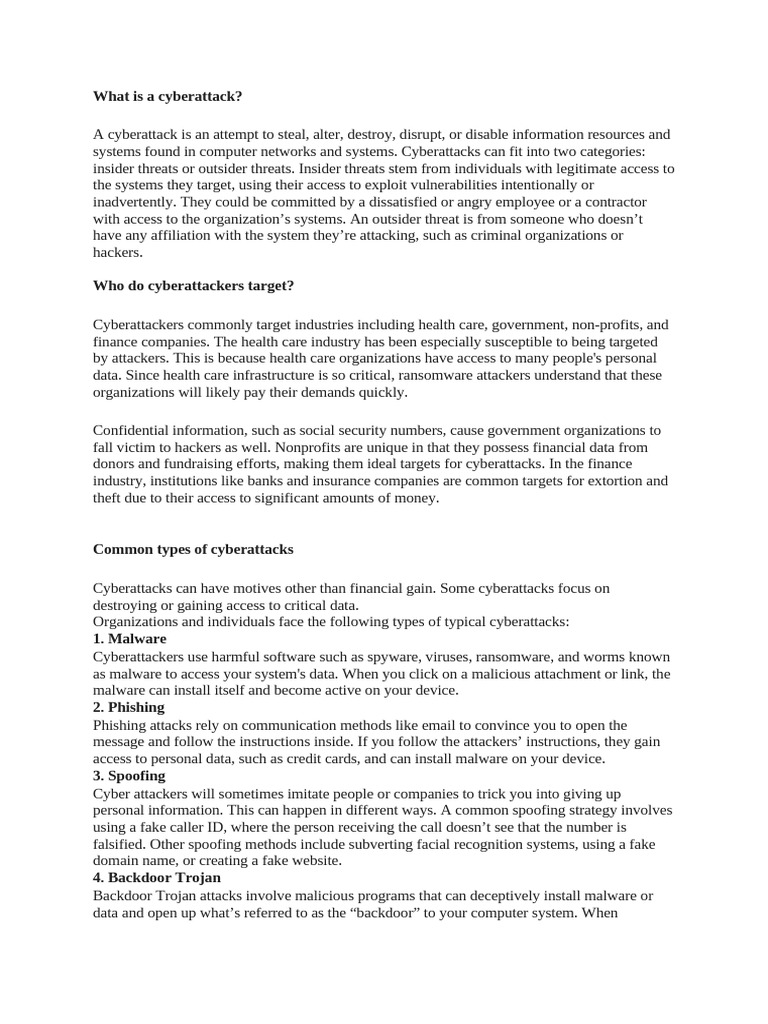 Cyberattack 1 Pdf Malware Security