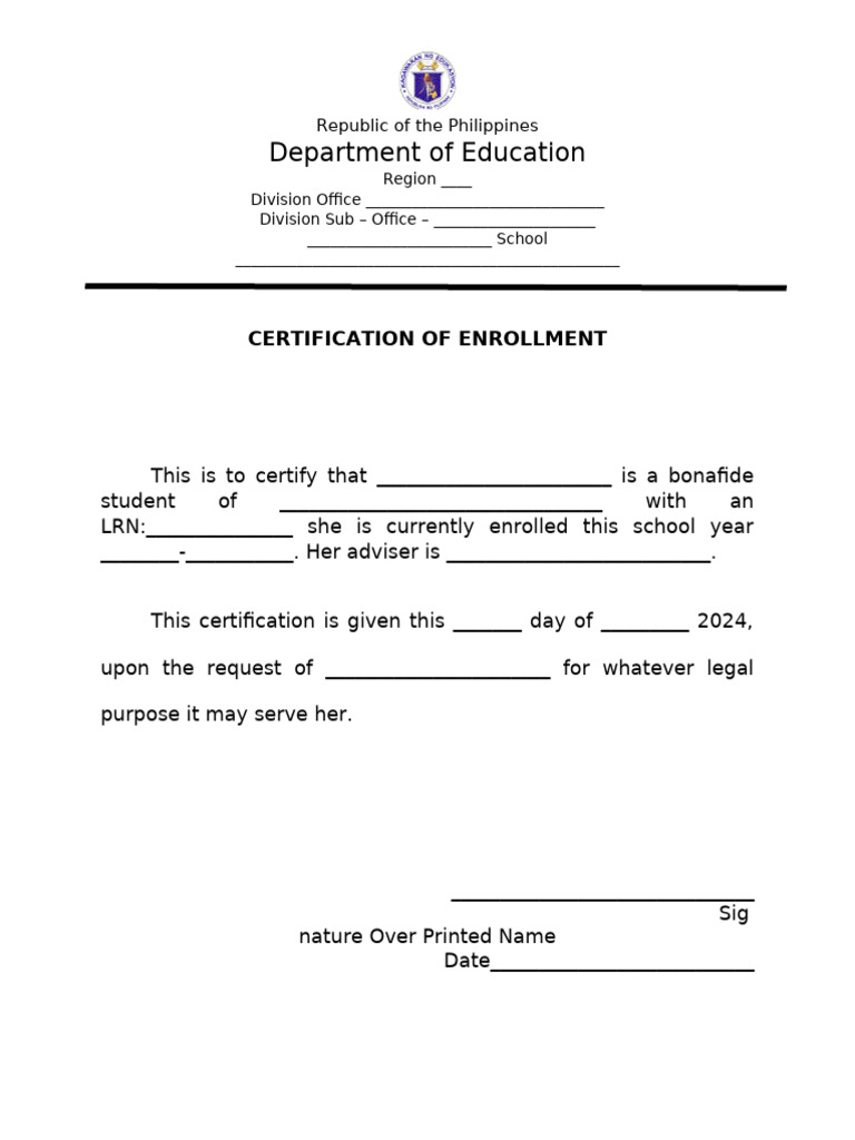 Certification of Enrollment Document | PDF | Career & Growth | Business