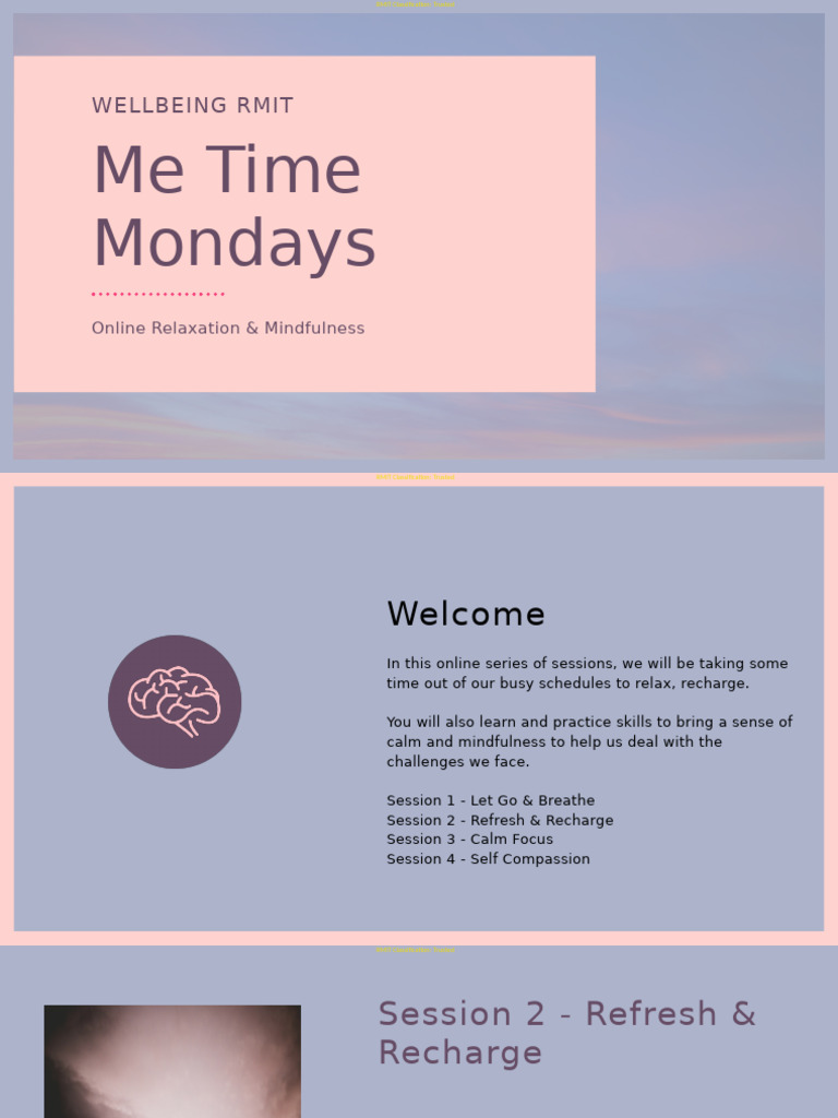 Me Time Mondays - Session 2 - Refresh & Recharge | PDF | Mindfulness ...