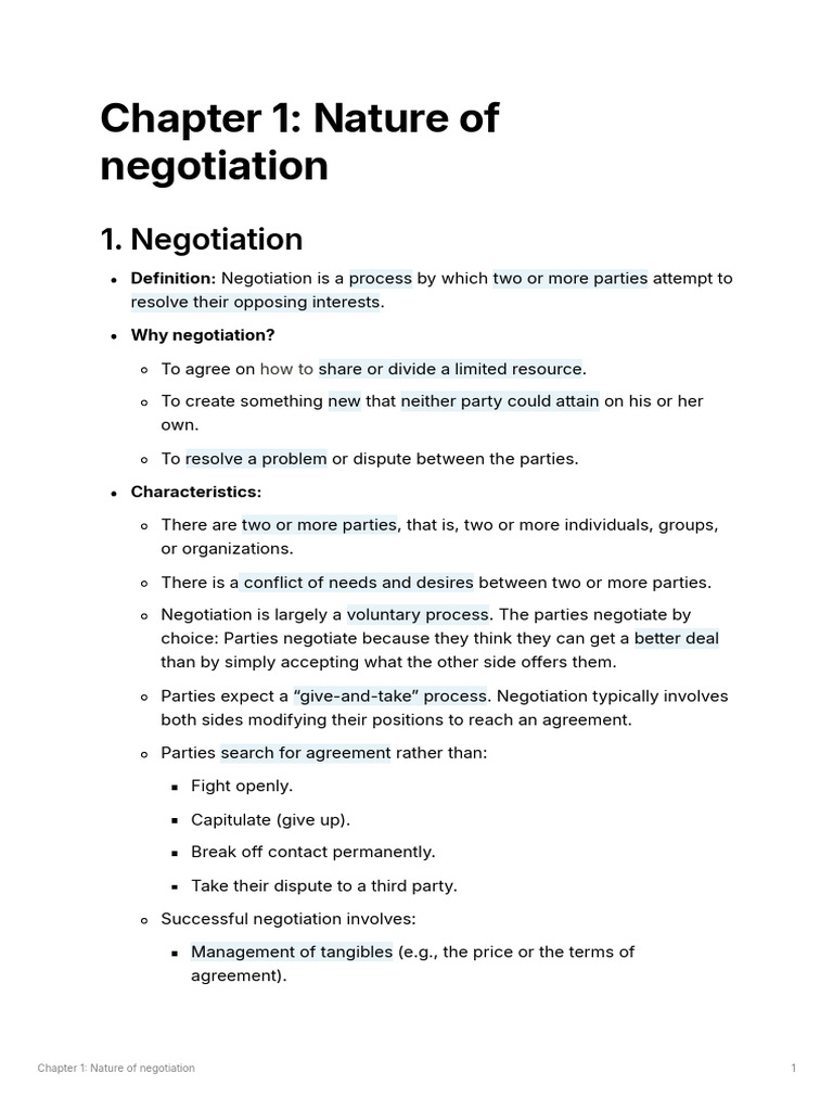 Negotiation & Conflict Management Note | PDF | Negotiation | Bargaining