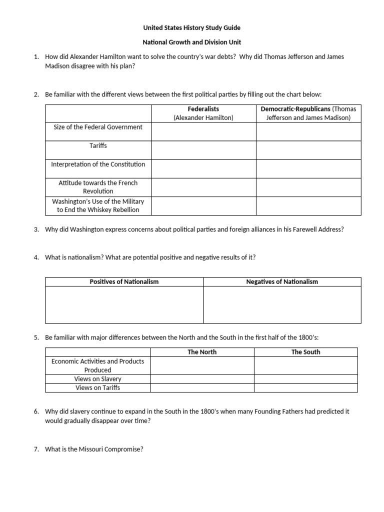 Unit 3 National Growth and Division Study Guide | PDF | The United ...