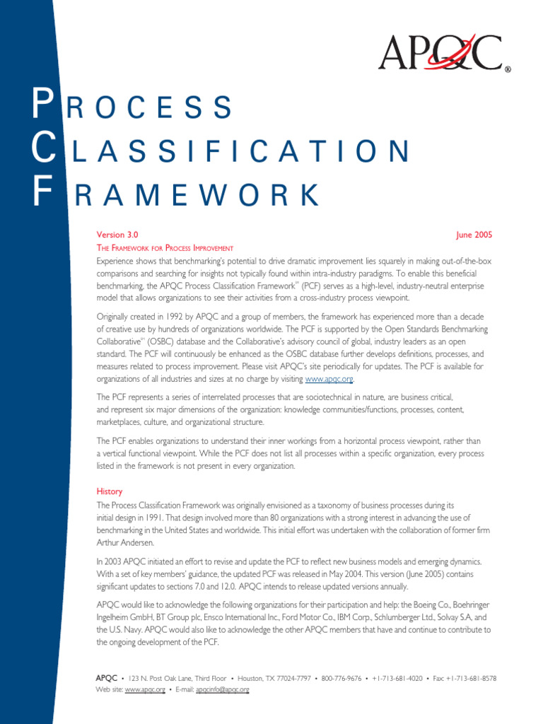 Process Classification Framework | PDF | Human Resources | Supply Chain