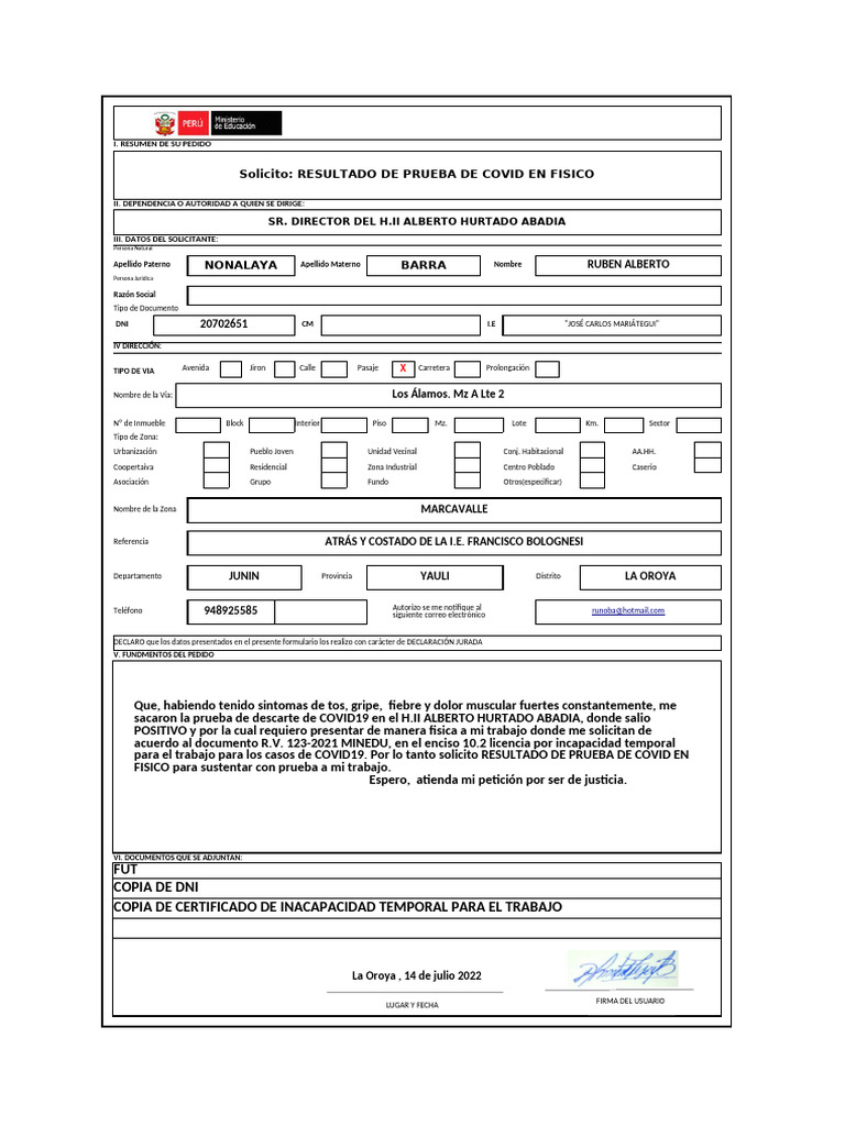 Fut Permiso Ruben Nonalaya12!07!22 | PDF