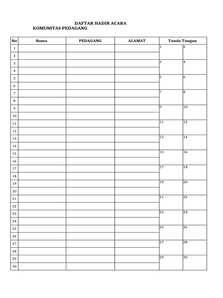 Daftar Hadir Acara | PDF