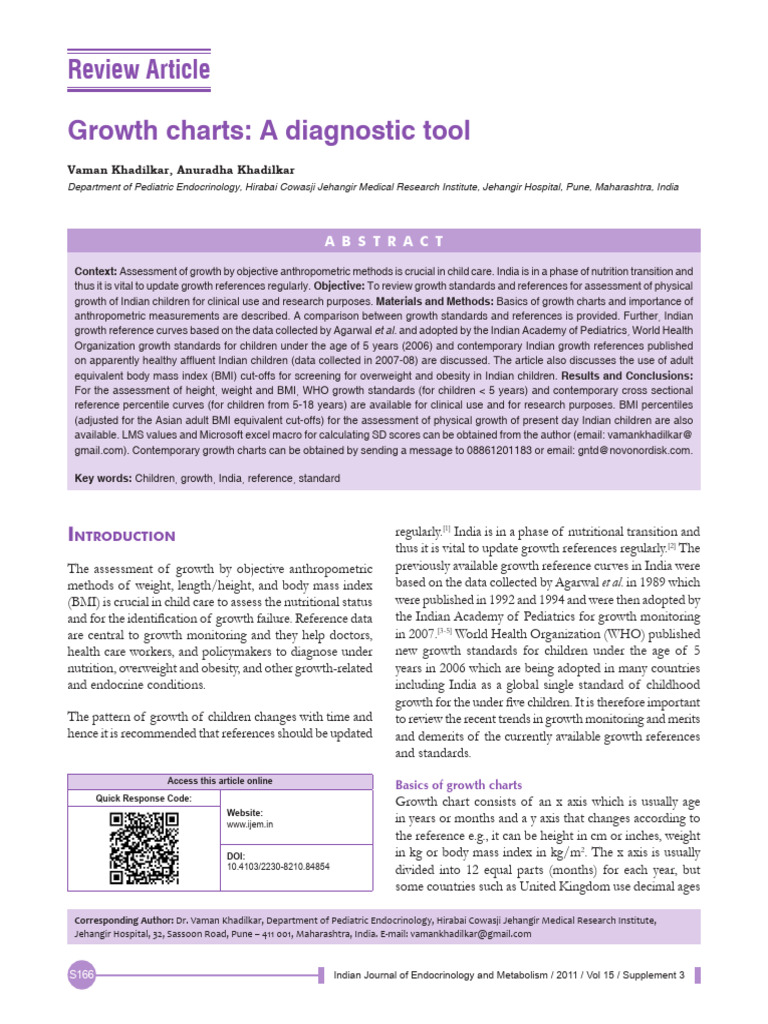 Growth Charts a Diagnostic Tool | PDF | Body Mass Index | Obesity
