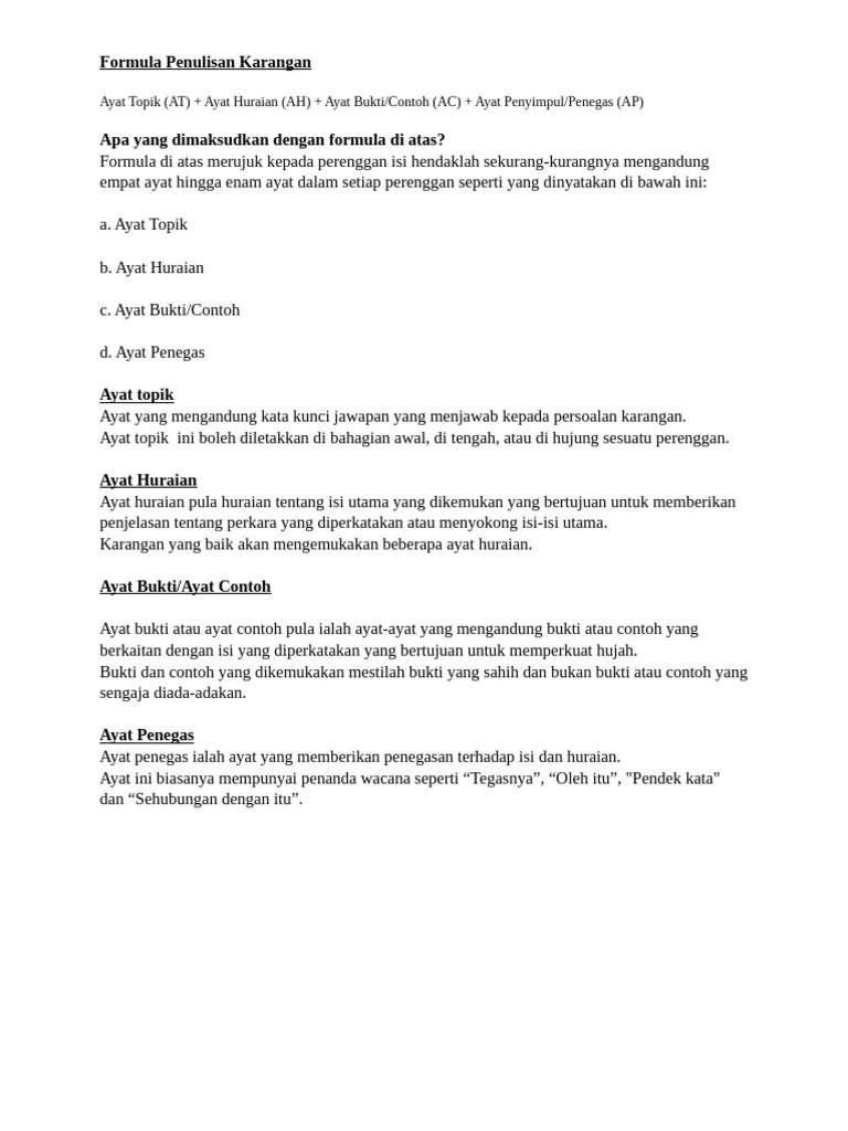 Formula Penulisan Karangan Pdf