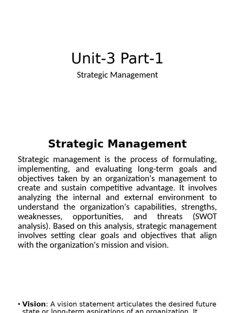 MS Unit-3 Part-1 | PDF | Strategic Management | Goal
