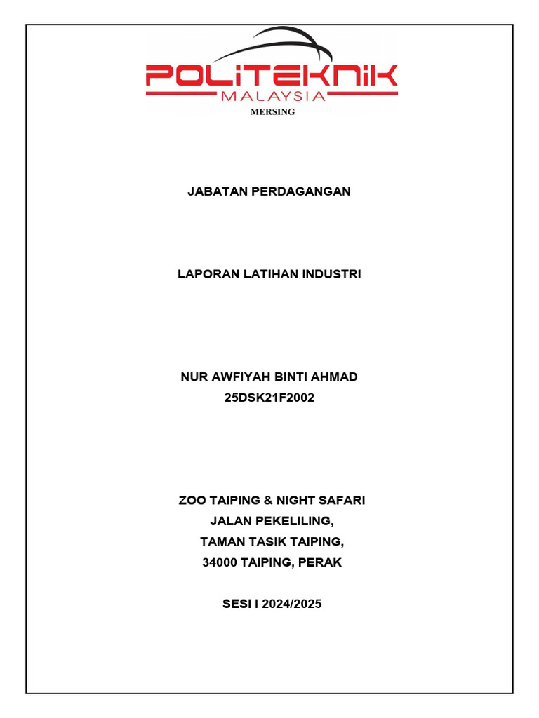 Laporan Akhir Latihan Industri Politeknik | PDF | Bisnis