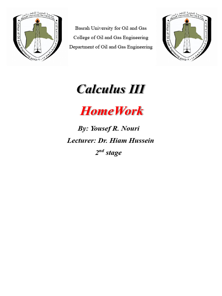 Calculus Iii Homework Pdf