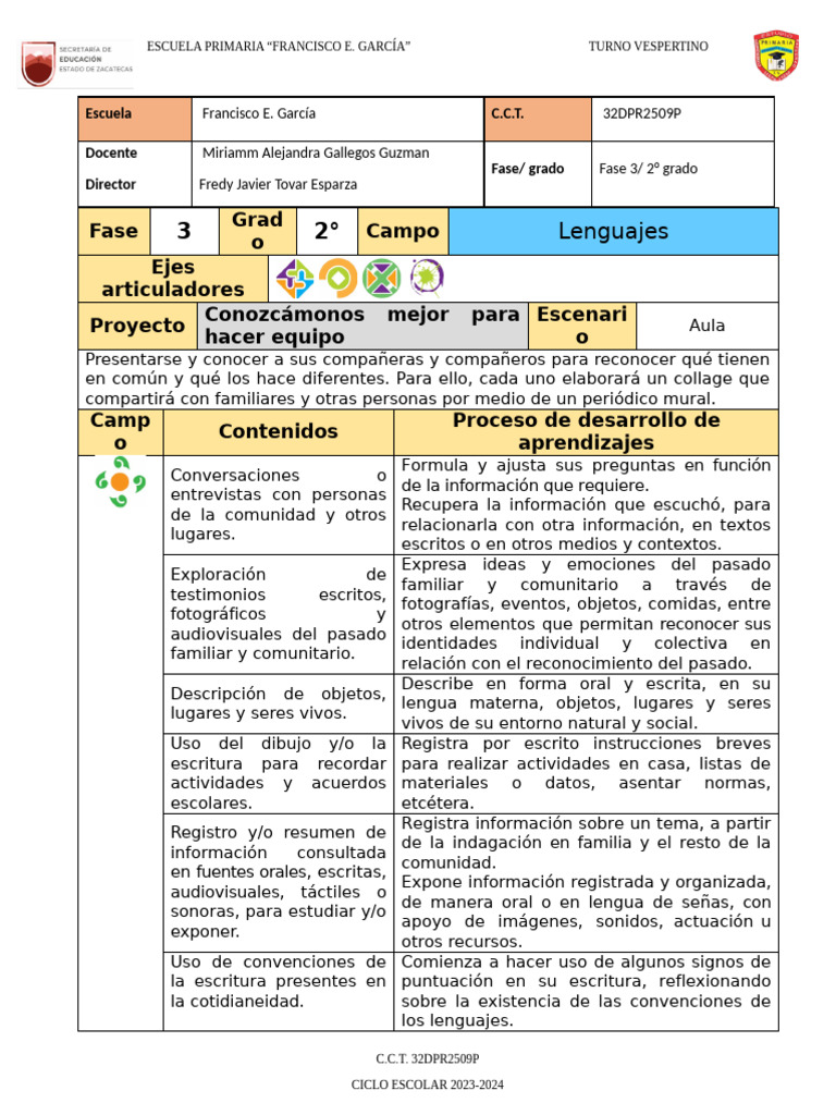 2do Grado Septiembre - 01 Conozcámonos Mejor para Hacer Equipo (2023 ...