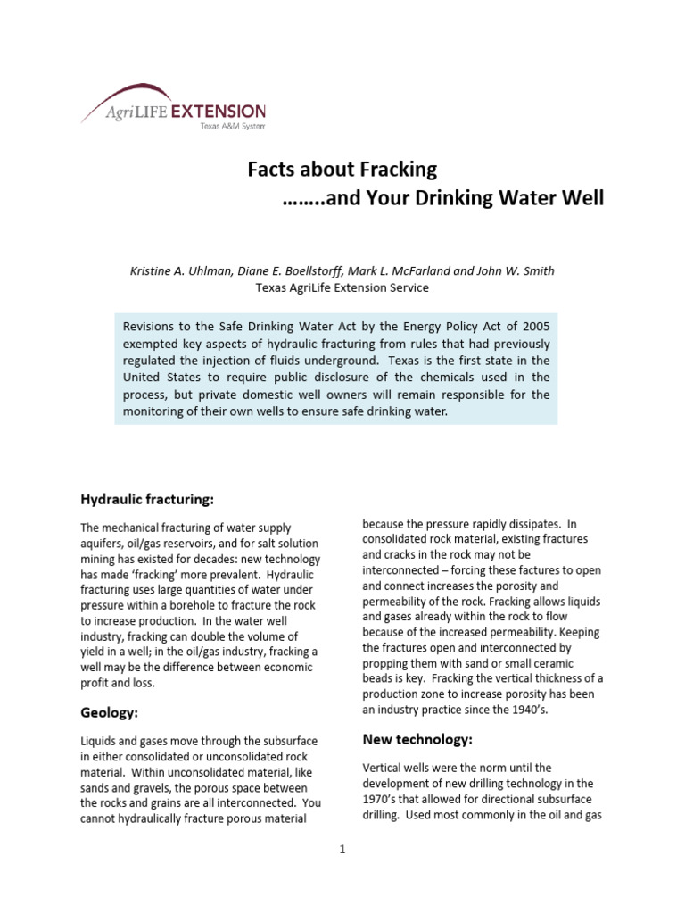 Facts About Fracking - TXAM | PDF | Oil Well | Water