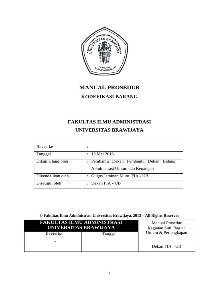 Manual Prosedur Kodefikasi Barang | PDF