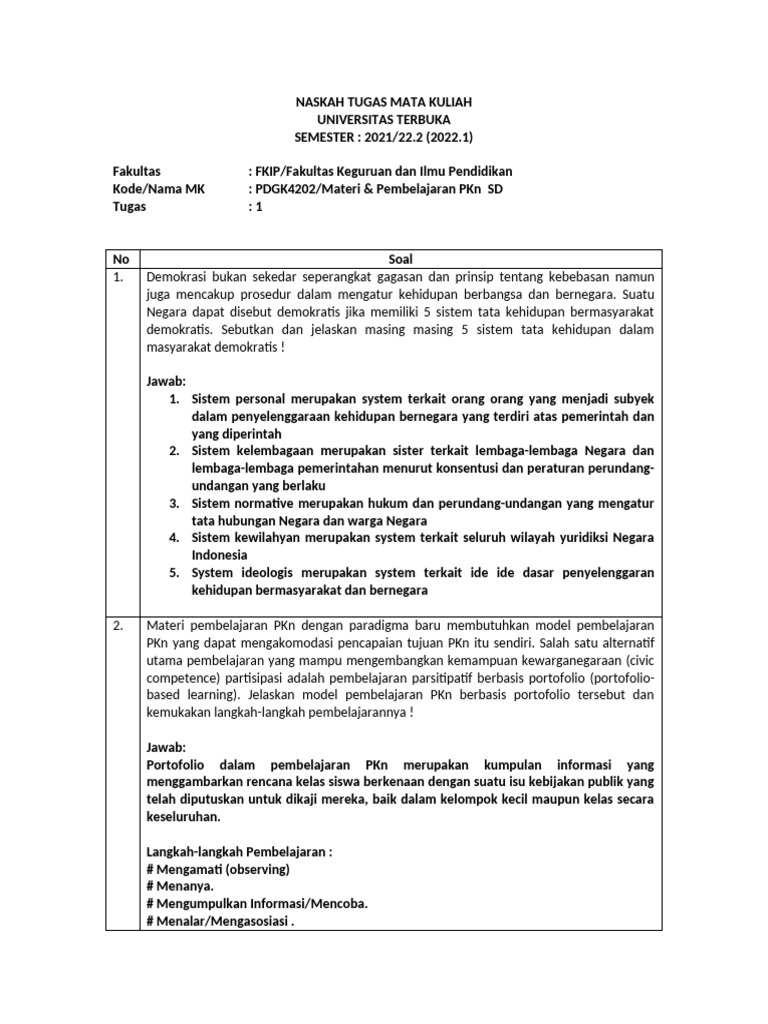 NASKAH TUGAS MATA KULIAH PKN | PDF | Politik