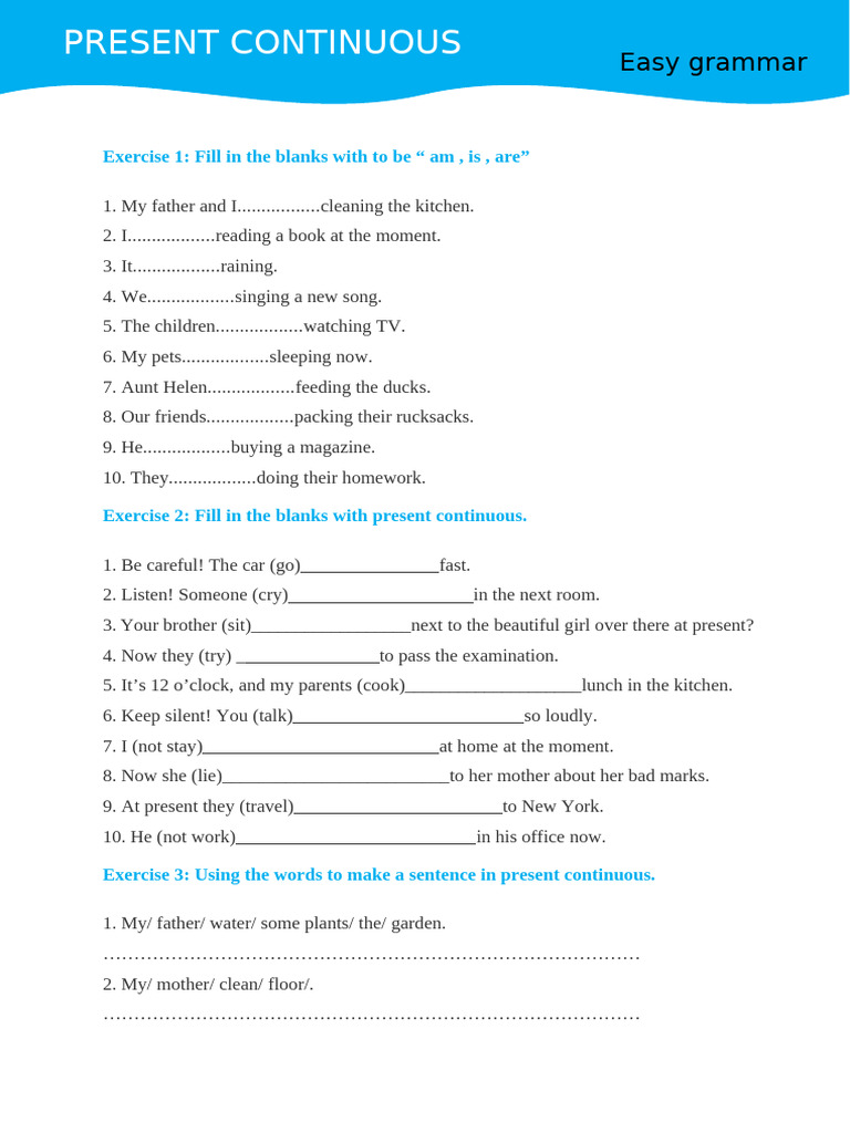 Present Continous - Worksheet 1 | PDF | Foreign Language Studies