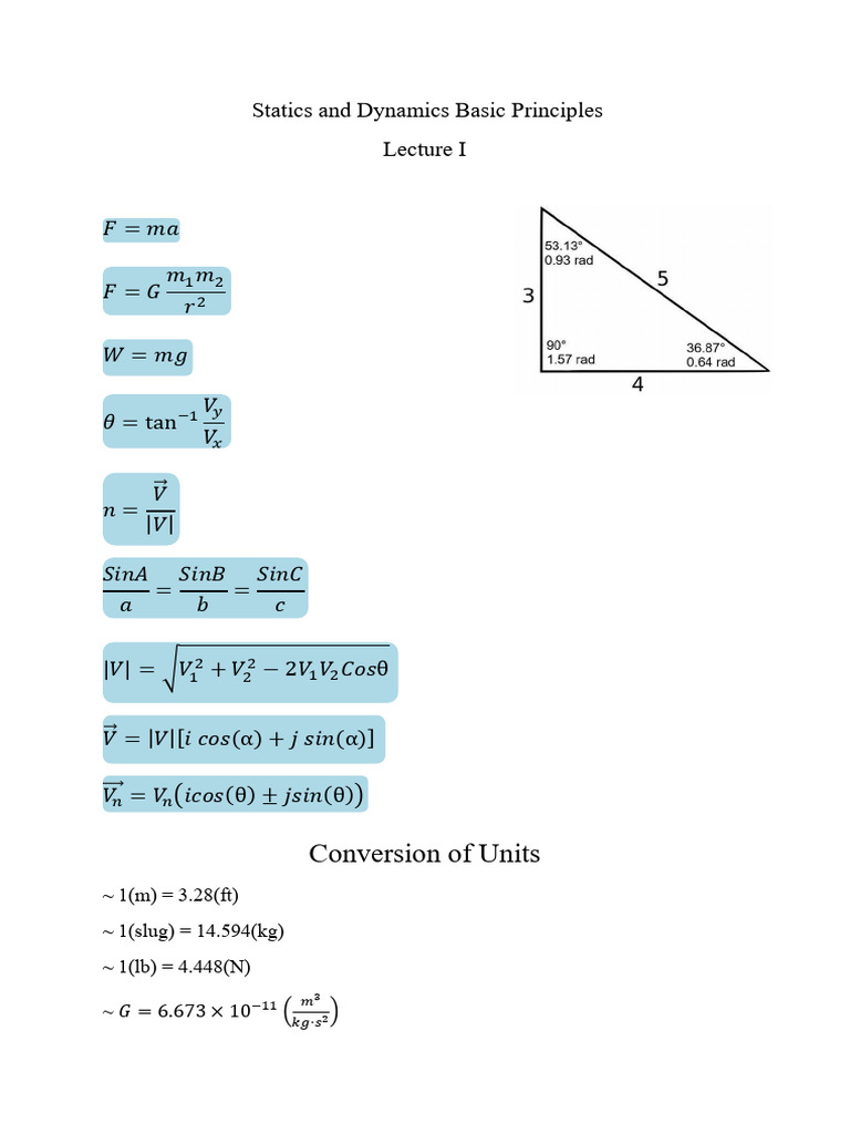 Statics and Dynamics Laws | PDF