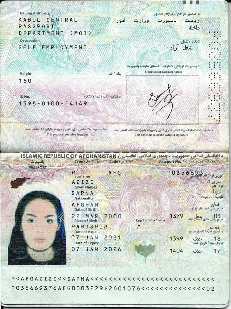 Sapna Azizi - Passport | PDF