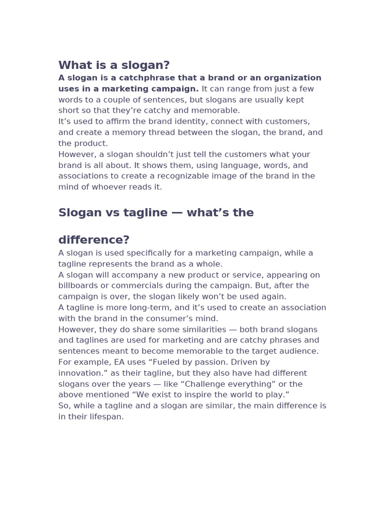 What is a slogan | PDF | Brand | Promotion And Marketing Communications