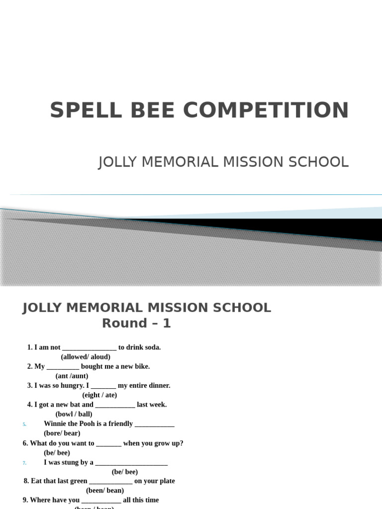 Spell Bee Competition | PDF | Language Arts & Discipline