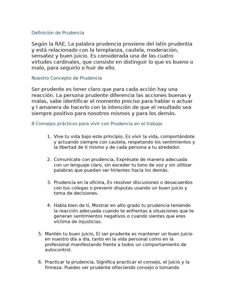 Consejos para Practicar la Prudencia | PDF | Virtud | Prudencia