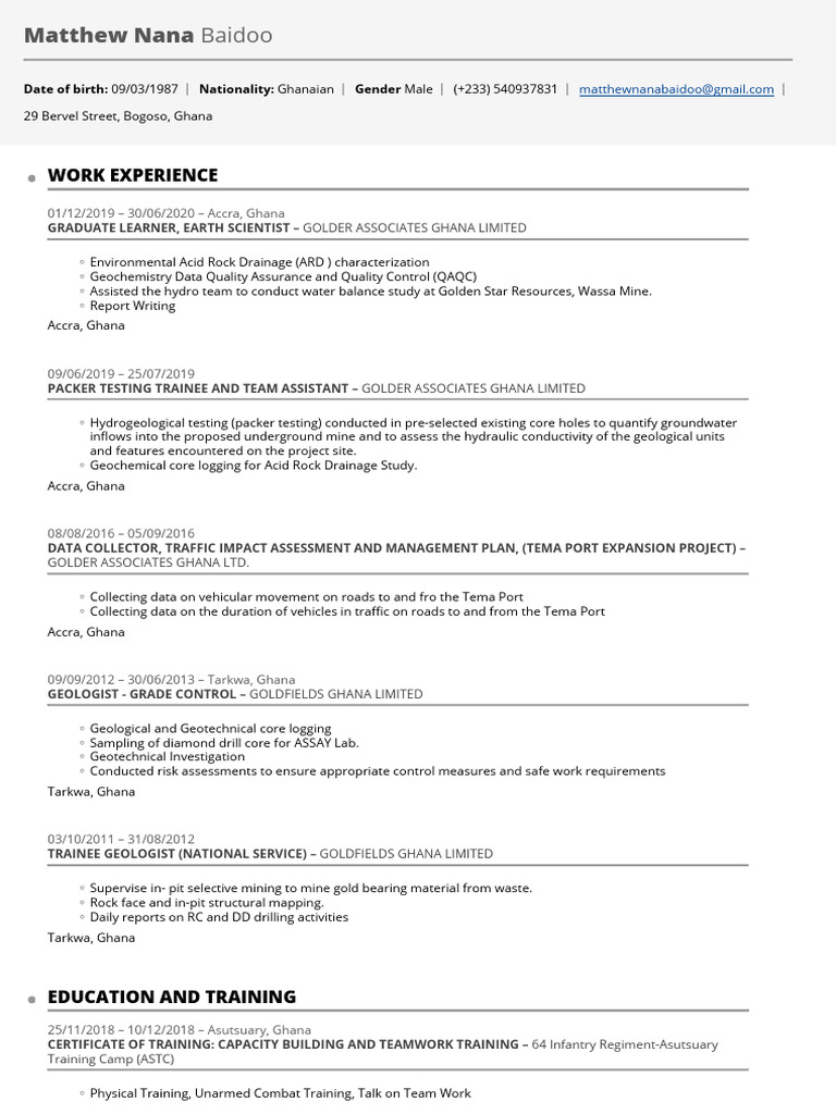 CV_Matthew_Nana_Baidoo+) | PDF | Geology | Unmanned Aerial Vehicle