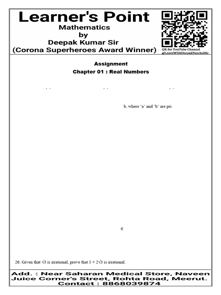 Ch 01 Real Numbers | PDF | Prime Number | Discrete Mathematics