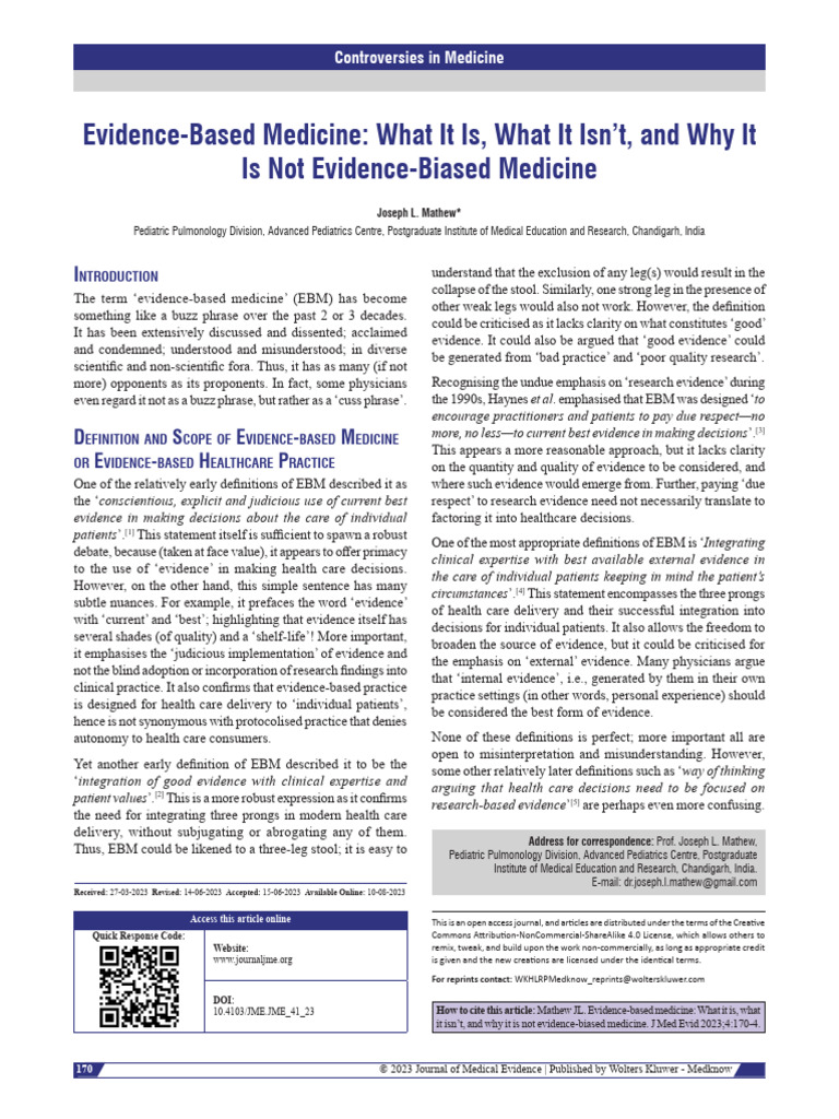 Evidence Based Medicine What It Is, What It.15 | PDF | Evidence Based ...