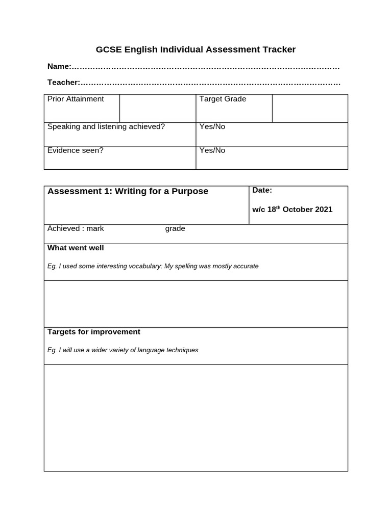 Student Assessment Tracker ILP 2021 | PDF