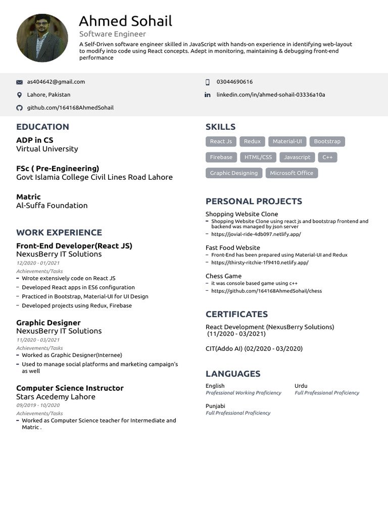 Ahmed's Resume | PDF | Web Development | Software Development