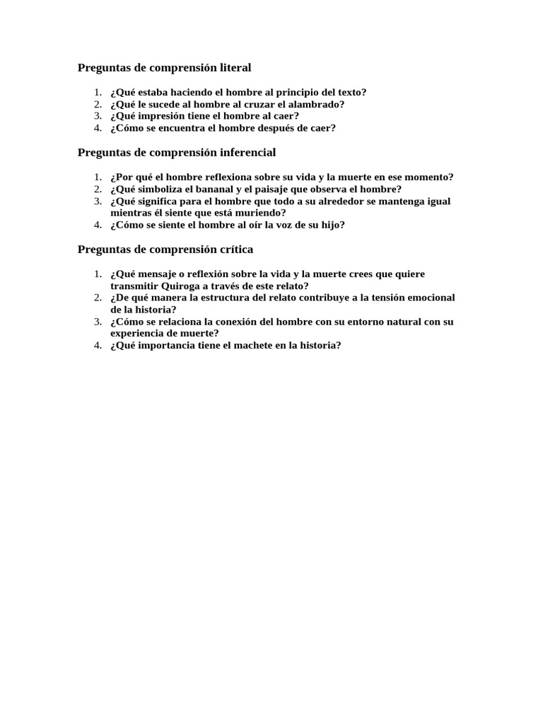 Preguntas de Comprensión Literal | PDF | Filosofía | Ficción general