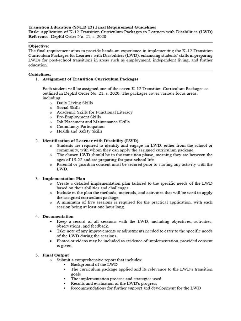 K-12 Transition Curriculum for LWD | PDF | Curriculum | Behavior Modification