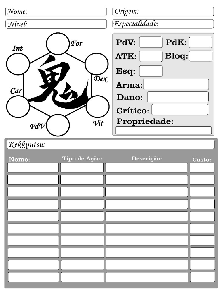 Cópia de Ficha - Oni - Editavel | PDF