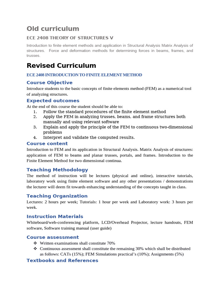 Theory of Structures (FEM) Curriculum | PDF | Computers