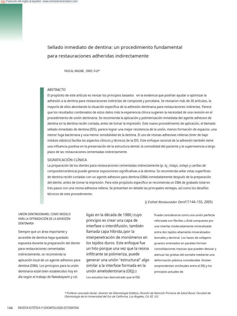 Pascal Magne sellado inmediato.en.es | PDF | Compuesto Dental | Esmalte ...