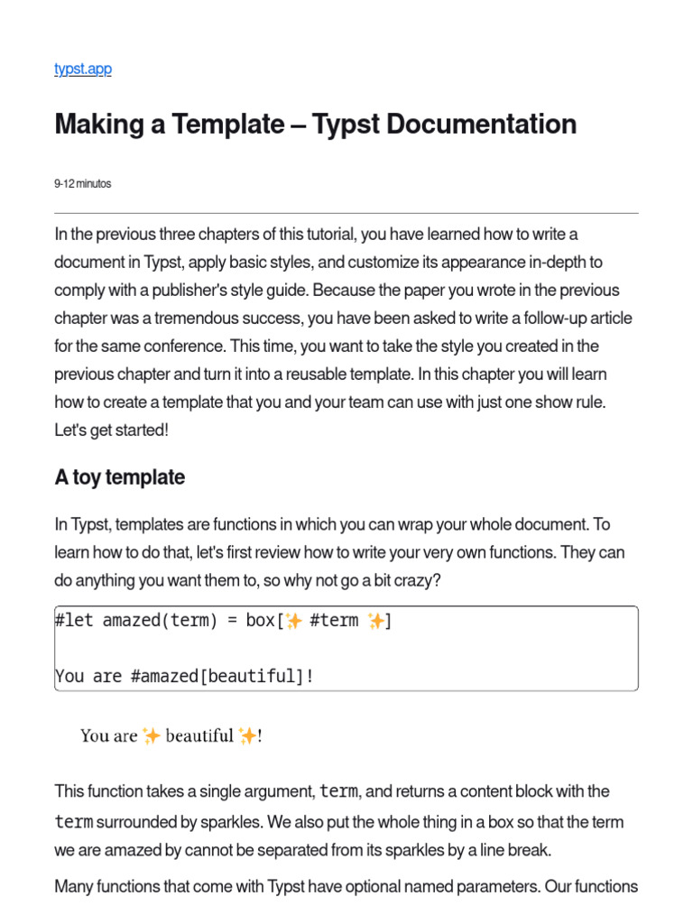 Making A Template - Typst Documentation 6 | PDF | Parameter (Computer Programming) | Computer ...