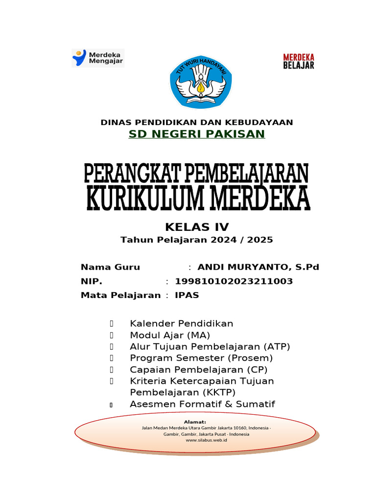 Cover Perangkat Ajar Gabungan Kurikulum Merdeka - Silabus - Web.id | PDF