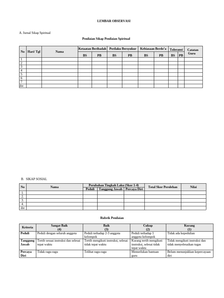 LEMBAR OBSERVASI Fuad | PDF