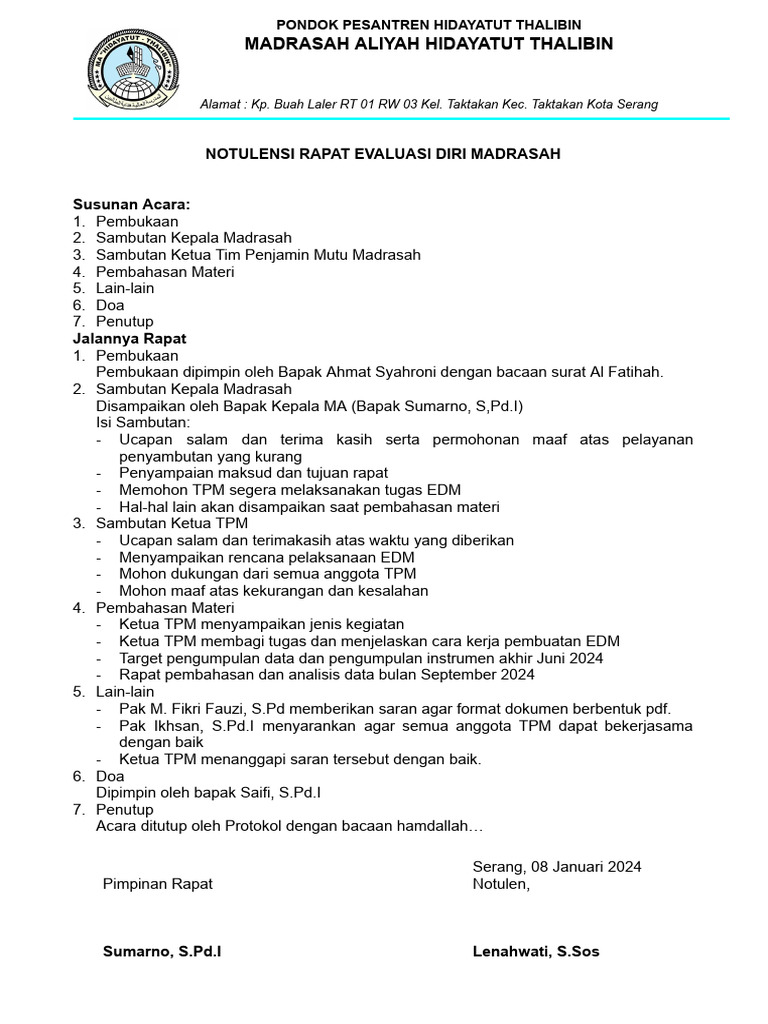 Notulensi Rapat EDM 2024 | PDF | Karier & Perkembangan
