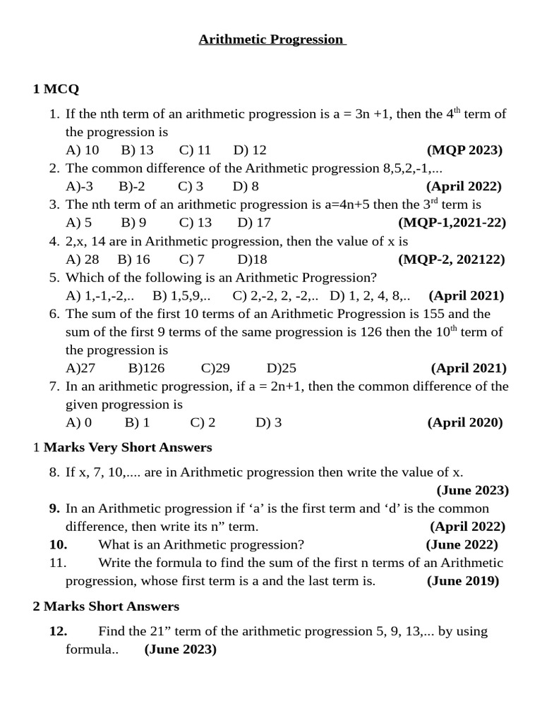 Arithmetic Progression | PDF | Mathematics | Mathematical Analysis