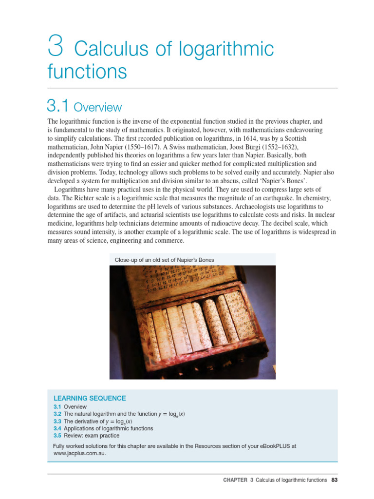 c 03 Calculus of Logarithmic Functions | PDF | Function (Mathematics) | Logarithm