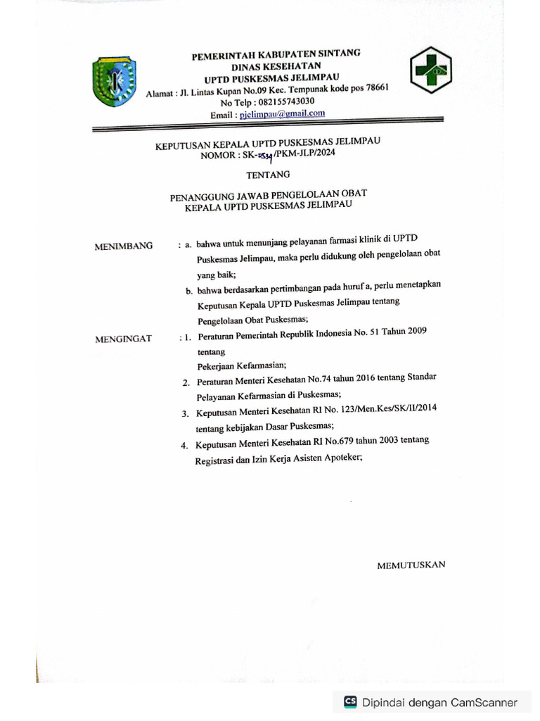 SK Pengelola Obat | PDF