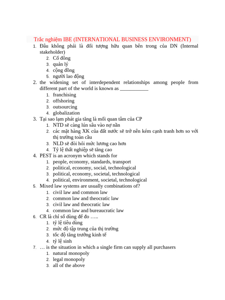 Trắc nghiệm IBE | PDF