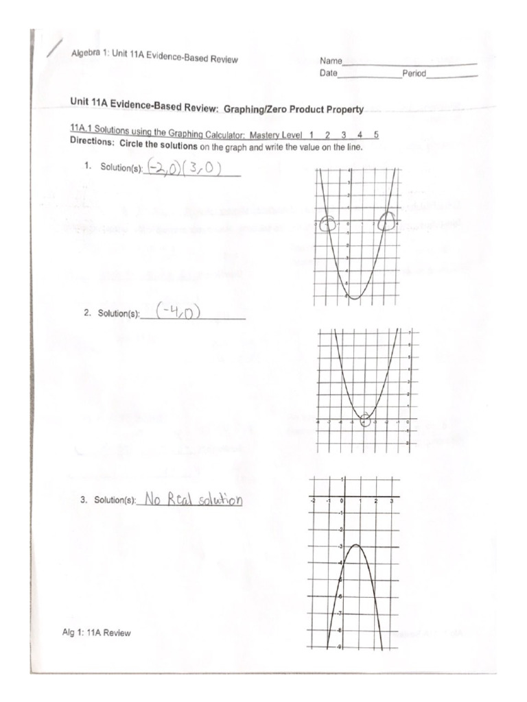 Algebra 1 Unit 11A Evidence-Based Review | PDF