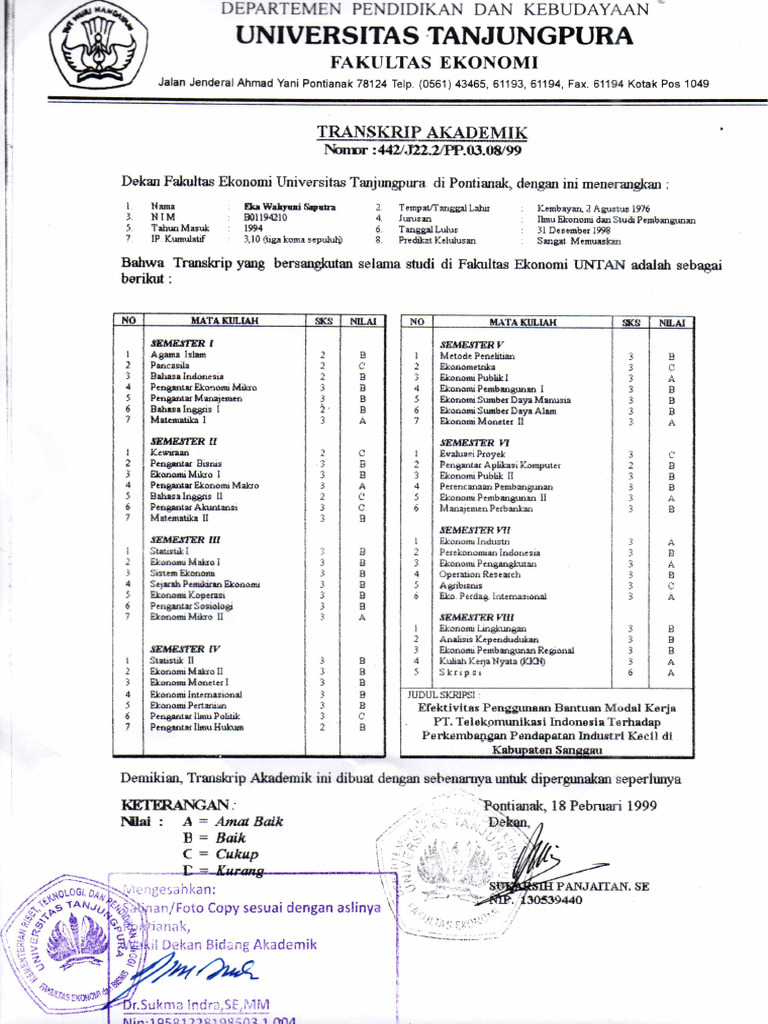 Transkrip Akademik | PDF
