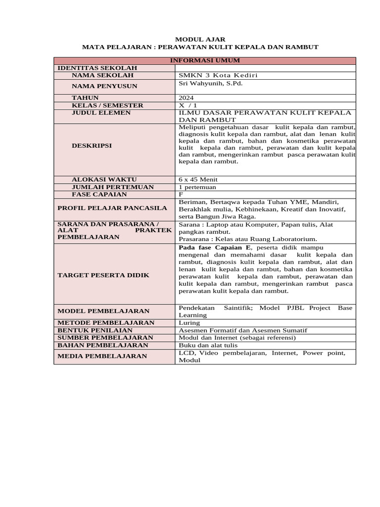 Modul 6 Perawatan Kulit Kepala Dan Rambut | PDF
